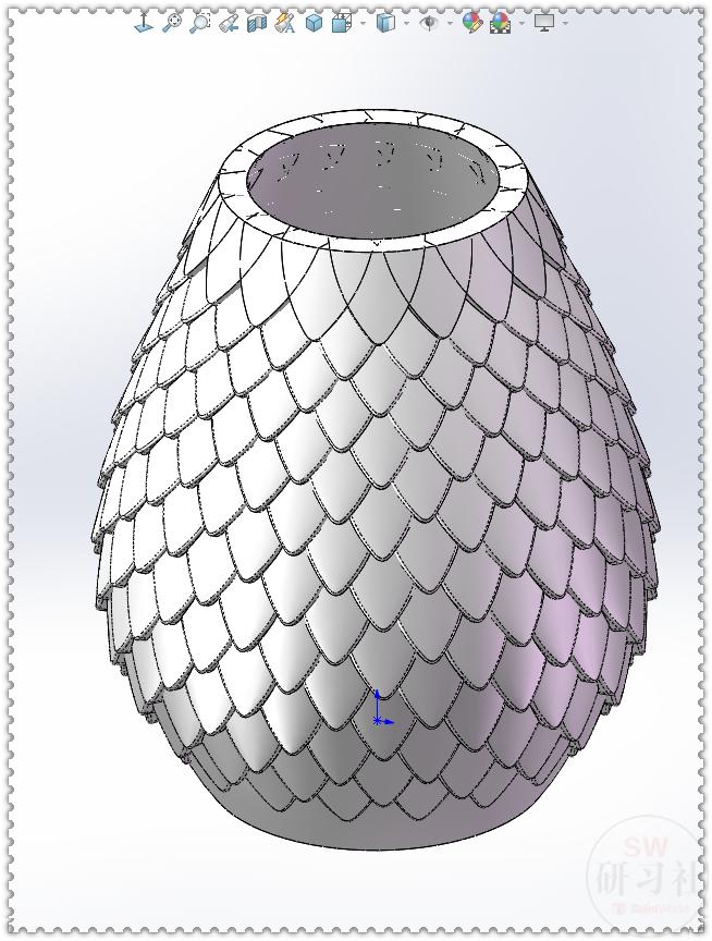 Using SOLIDWORKS to draw a fish scale vase, the drawing is very simple ...
