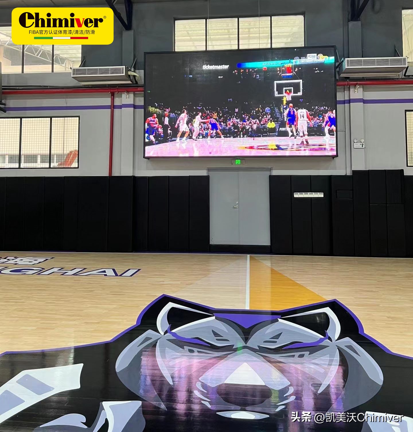 The innovative floor painting construction of this arena is on fire ...