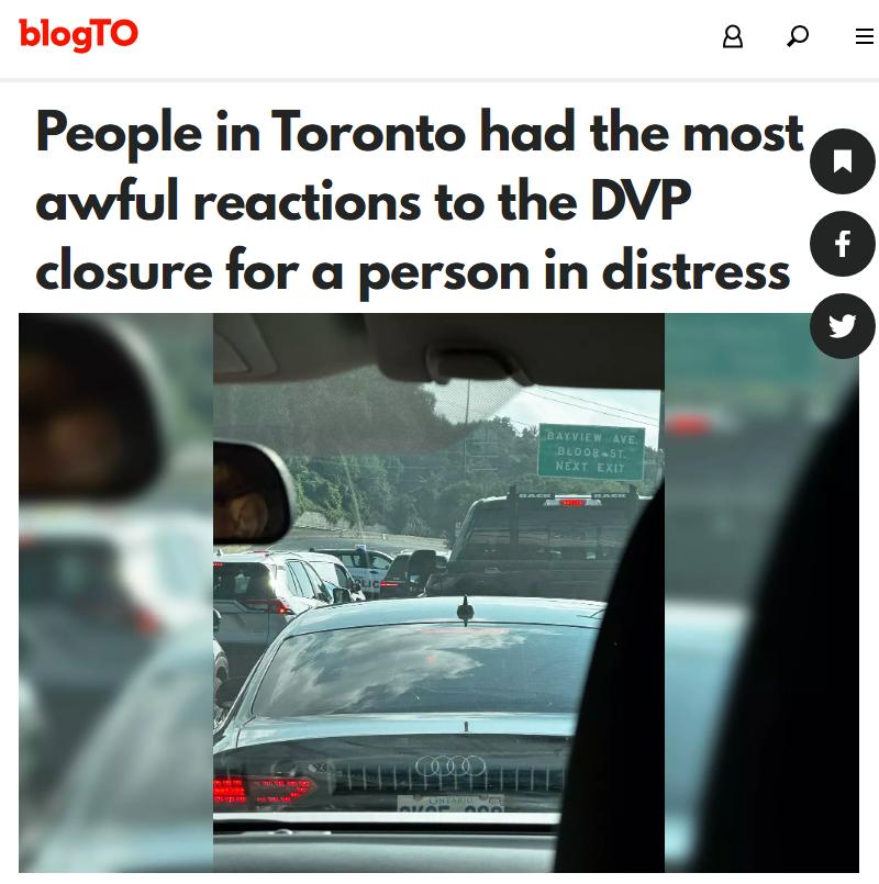 Someone in Toronto is going to jump off a bridge! Traffic paralyzed ...