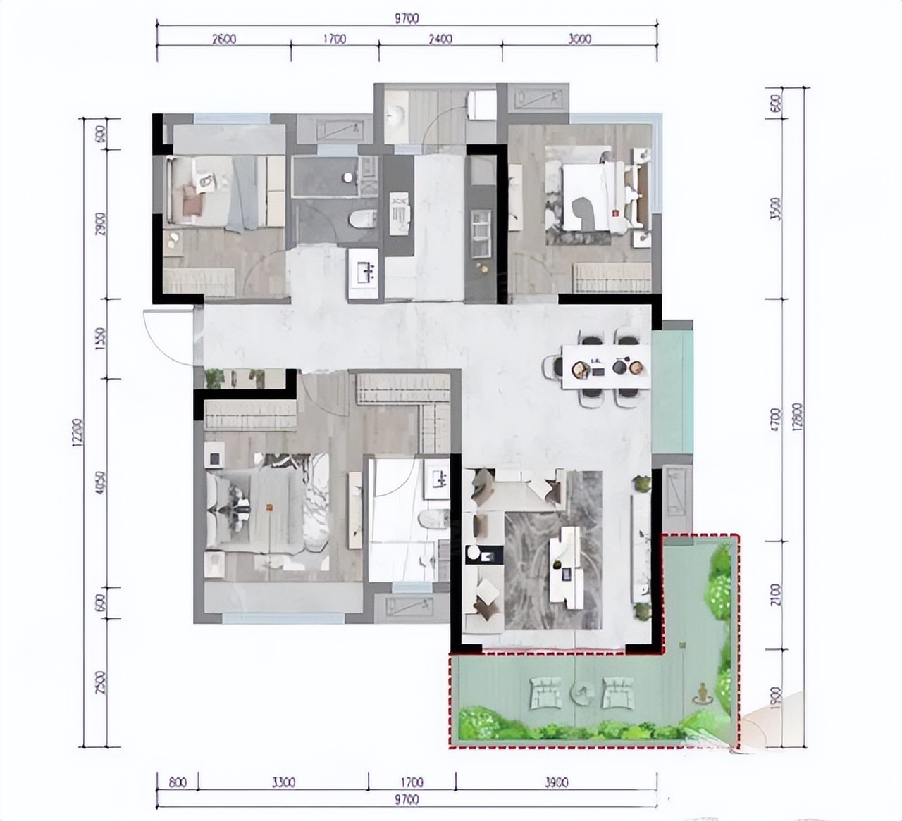 The 110-square-meter home light luxury apartment is equipped with a ...