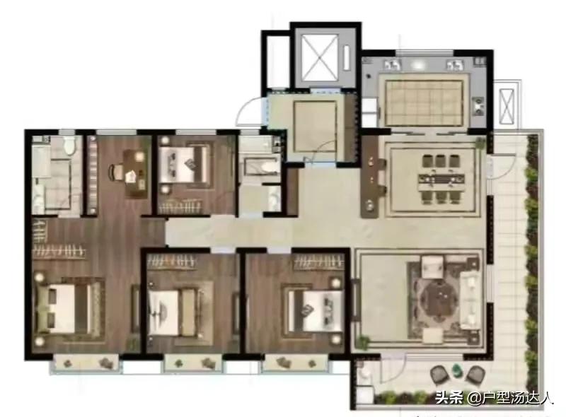 225 square meters of large flat-floor apartment with luxurious ...