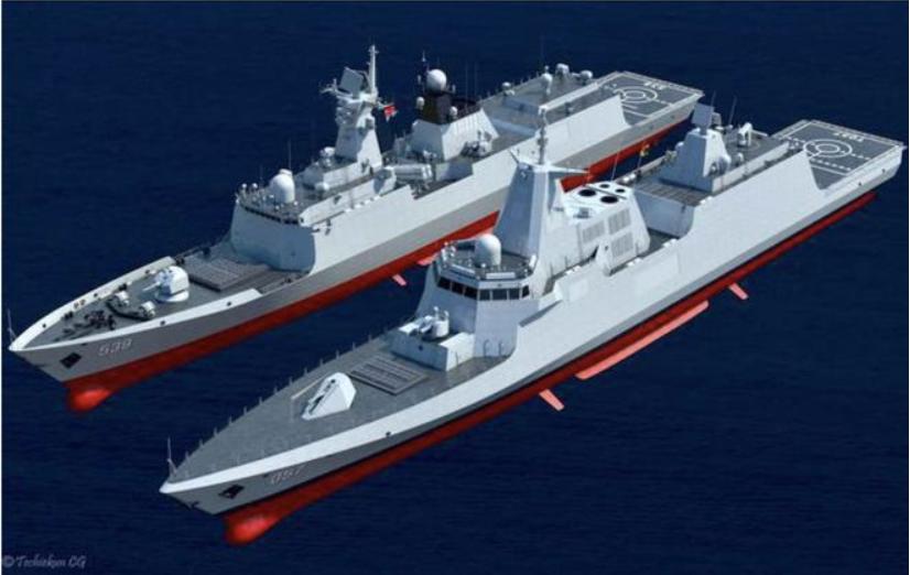 The Type 057 frigate has a volume of 8,000 tons and has 80 units of ...