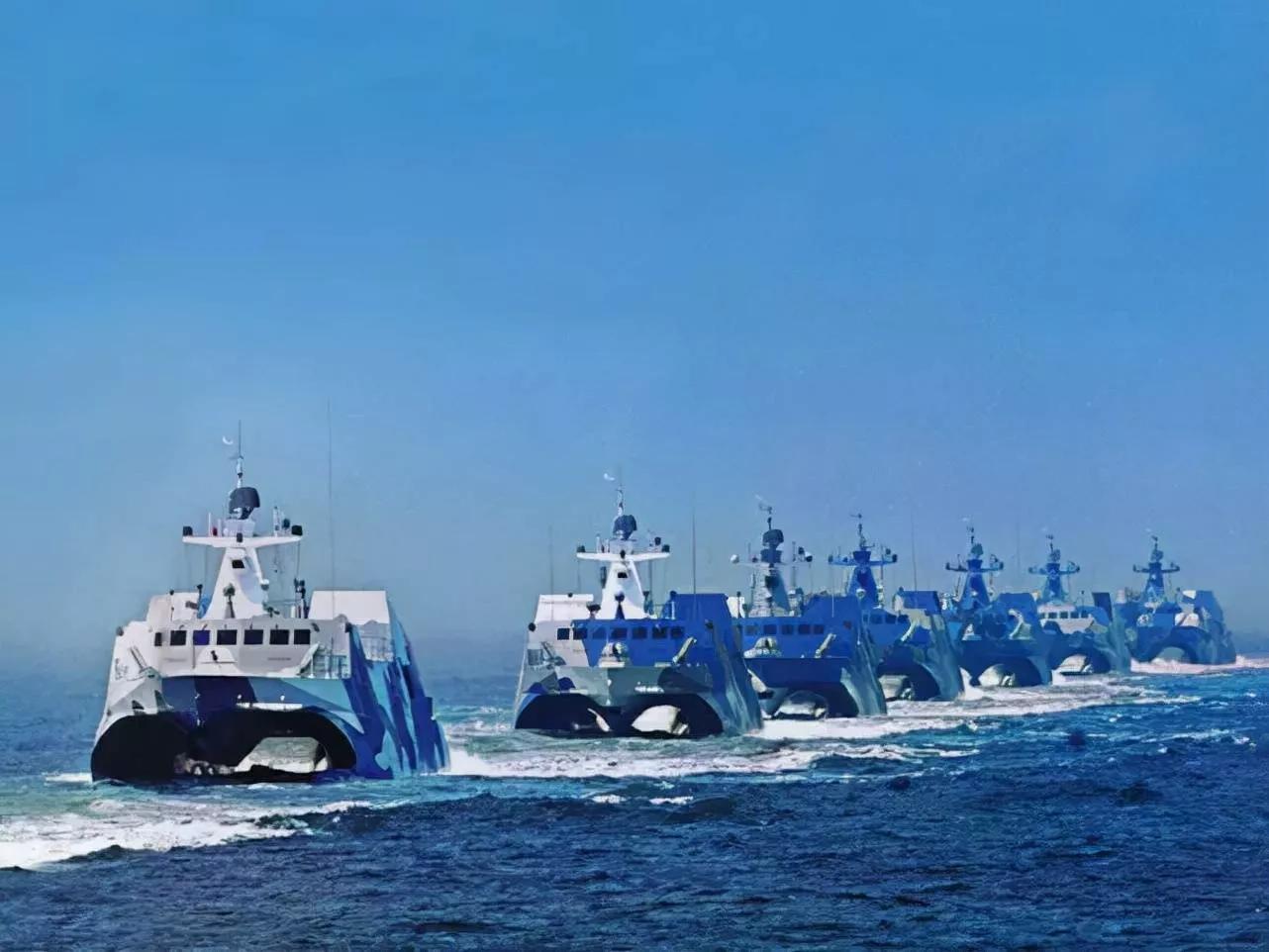 Long time no see!The 022 stealth missile speedboat flying on the sea, a ...