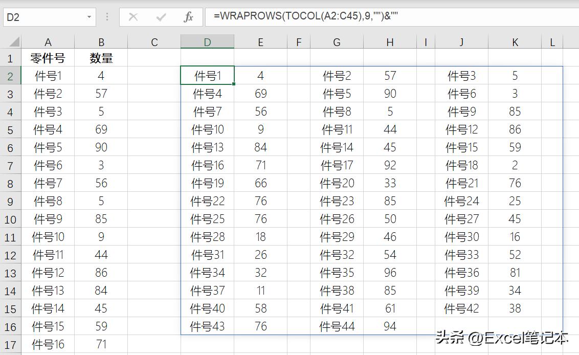 Thousands of data transposed into multi-row multi-column printing, copy ...