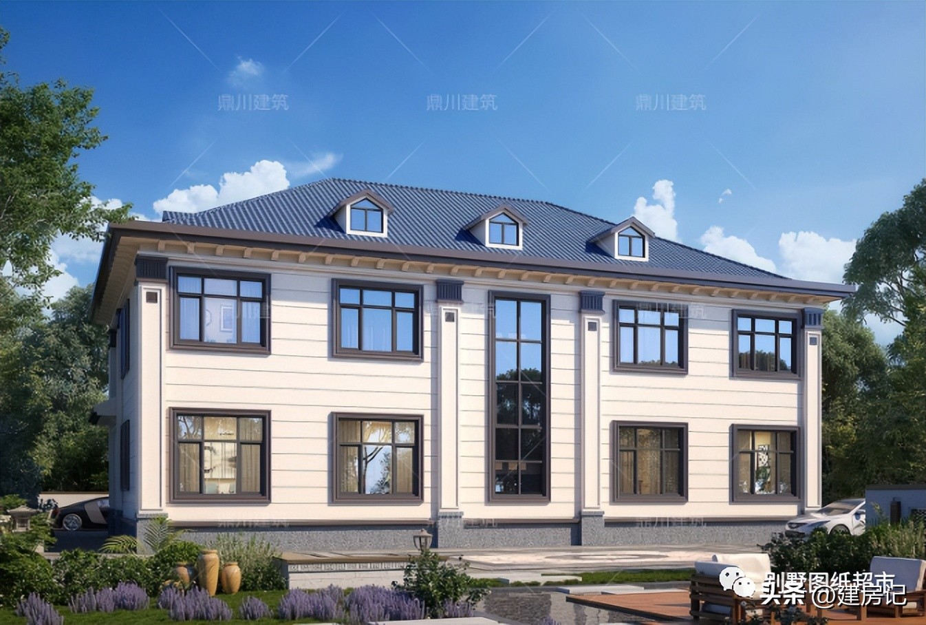 Two-story duplex villa, new Chinese style, common hall design, classic ...