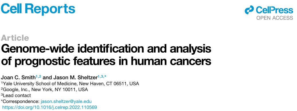 Cell Reports: Genome-wide identification and analysis of prognostic ...