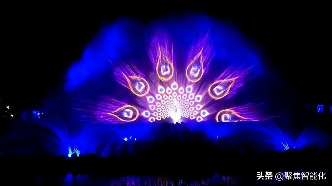 Water curtain projection light show - the landmark of the city - iMedia