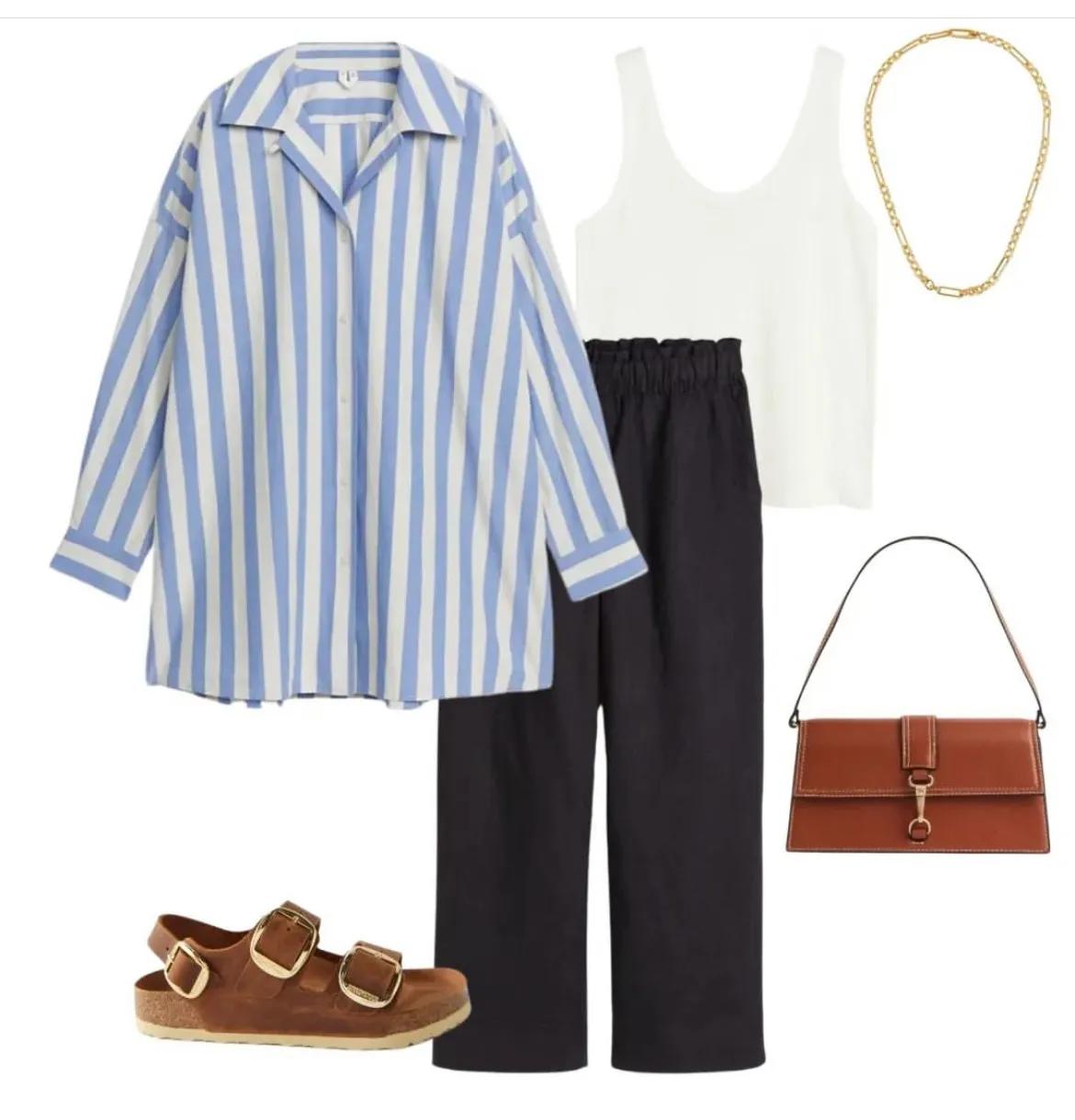 6 sets of matching blue and white striped shirts, use the basic style ...