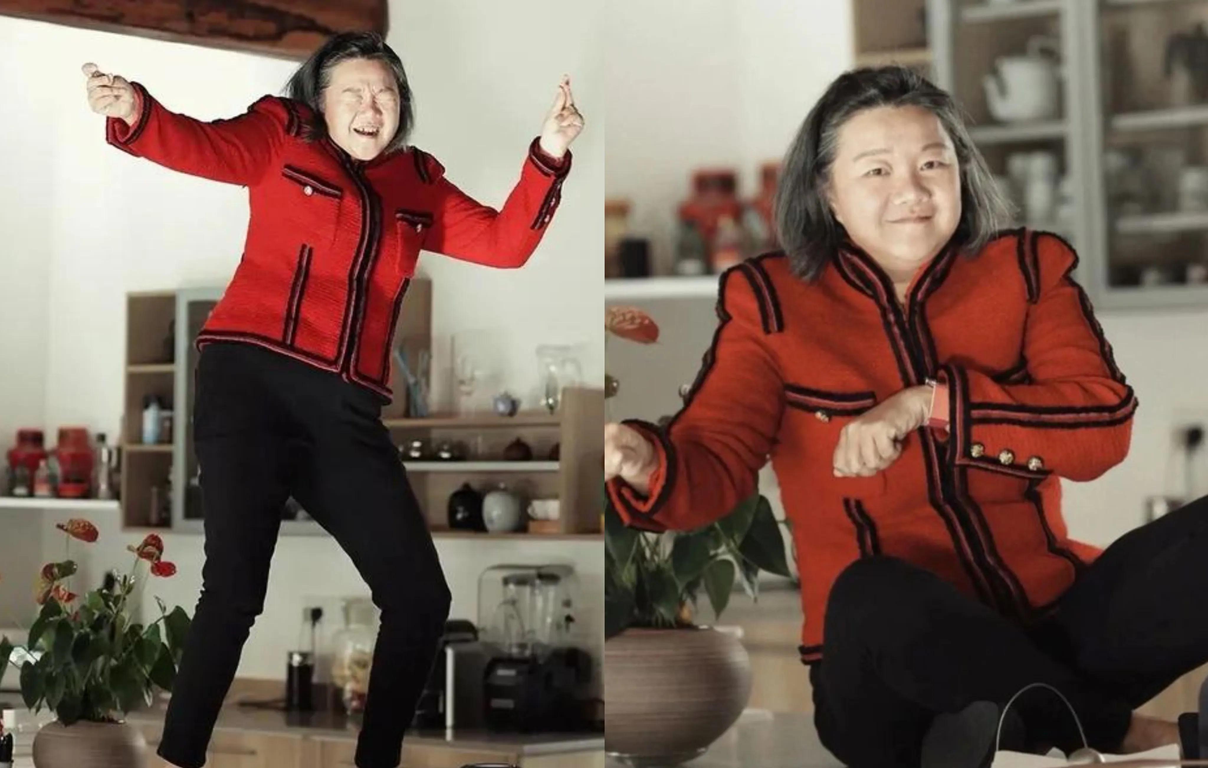 62-year-old Hong Huang has gray hair, a bloated figure, and a wrinkled ...