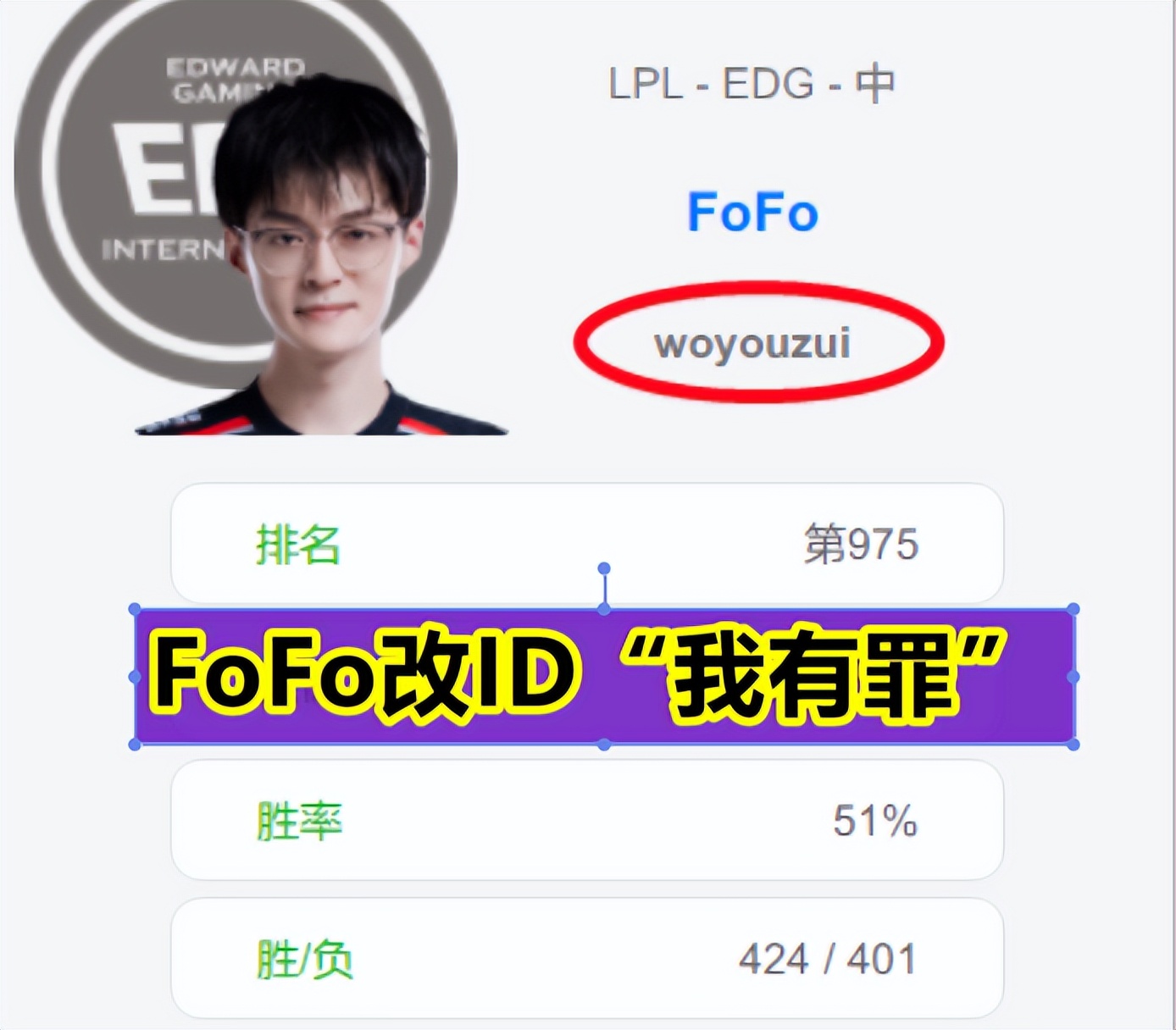 FoFo changed ID and apologized "I'm guilty"! EDG had another situation before the game, SMLZ ...