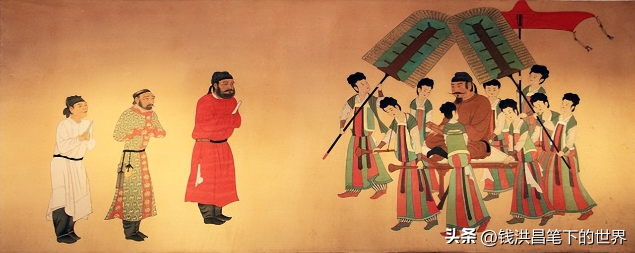 The famous painting "Stepping Chariot" by the painter Yan Liben of the ...