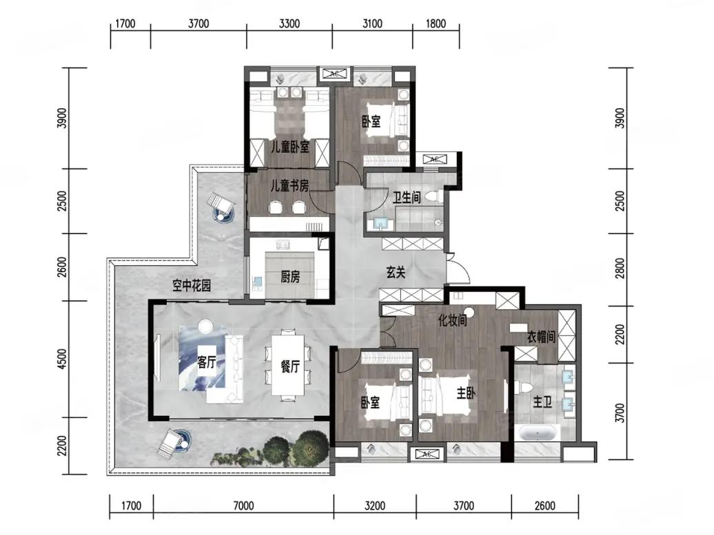 Beautiful home layout, bedroom partition design, 270-degree sky balcony ...