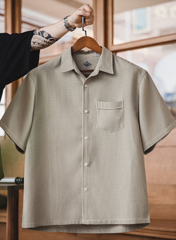 This waffle shirt has a bold and avant-garde design, making it easy for ...