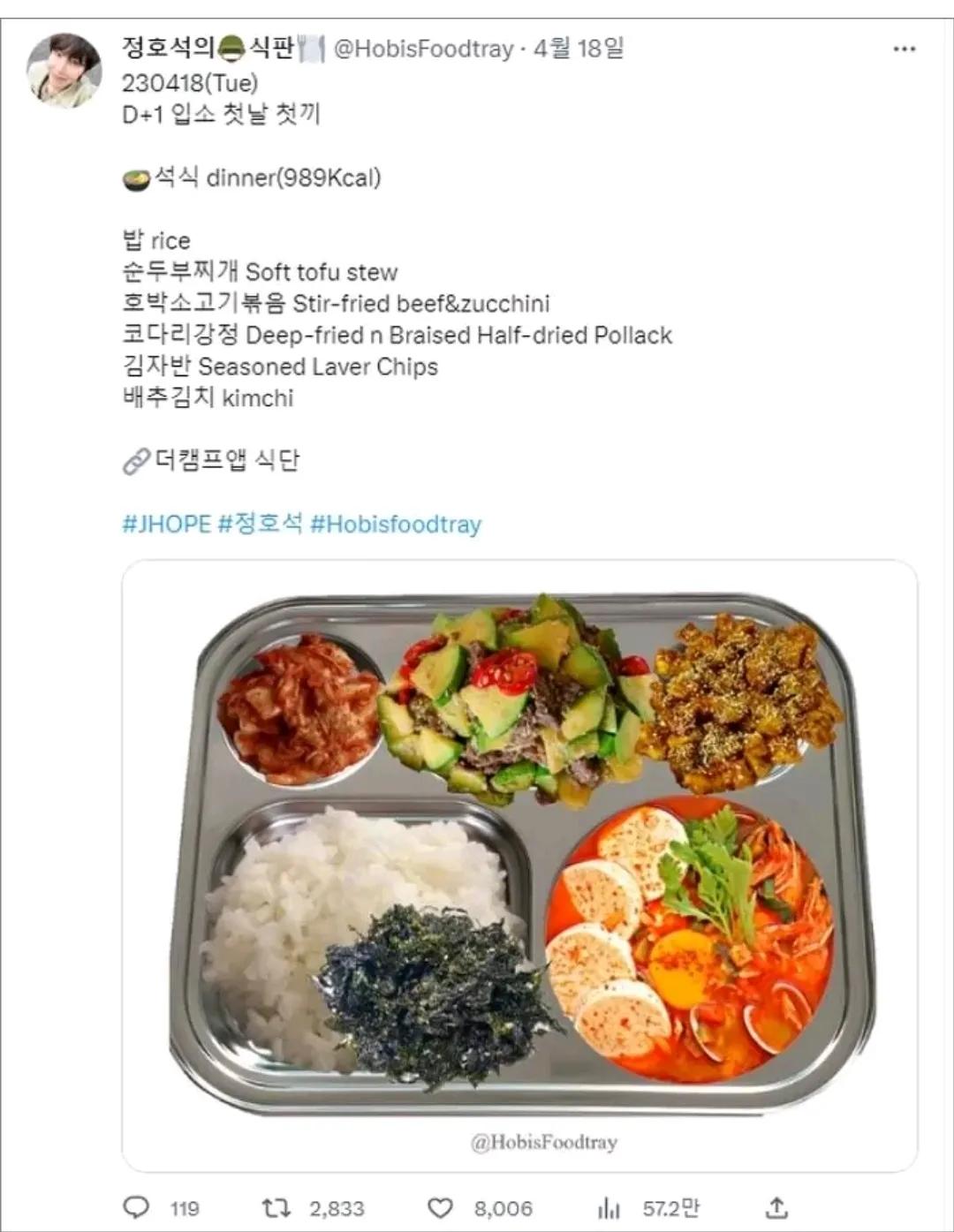 "The food in the Korean army is so good?" BTS member J-hope revealed ...