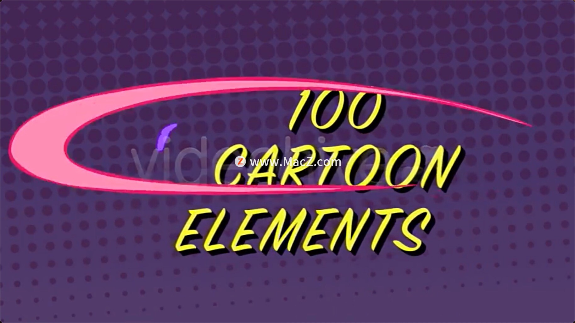 100個二維手繪卡通MG圖形動畫元素包PR模板 Cartoon Elements Pack - 資訊咖