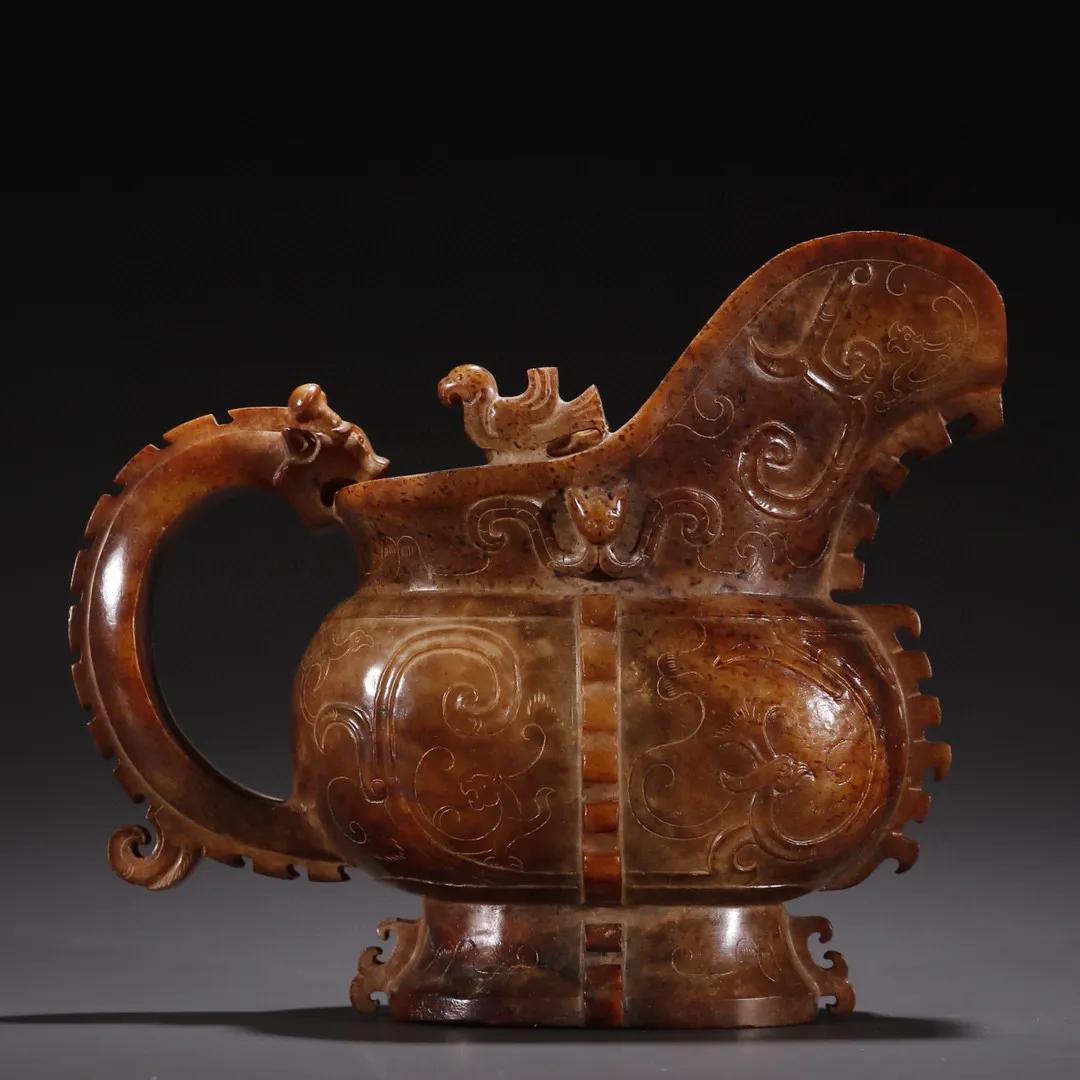 Gaogu jade dragon ear cup size: height 14 width 15.5 thickness 8.5cm ...