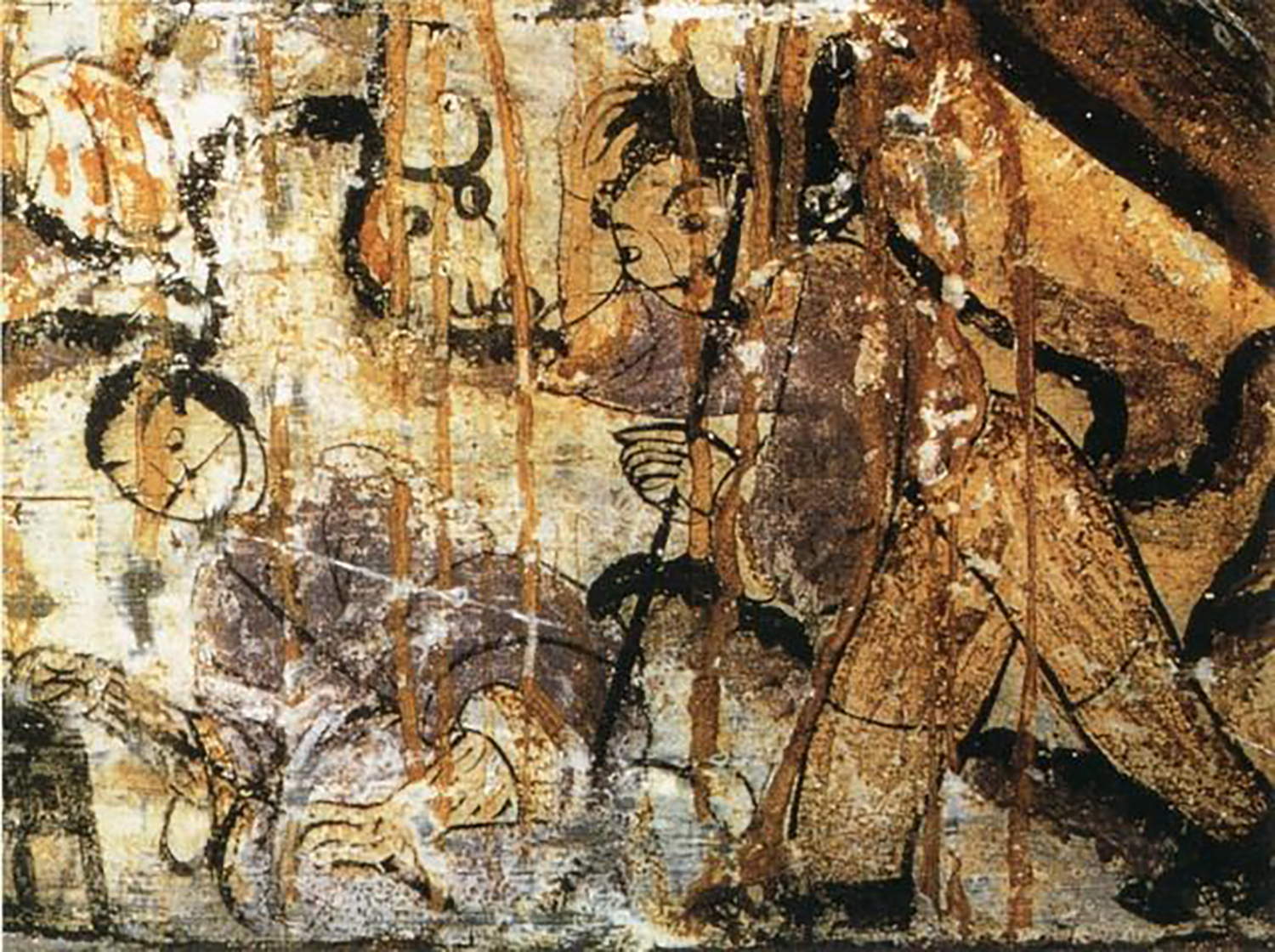 The Western Han Dynasty mural "Hongmen Banquet", with bright colors and ...