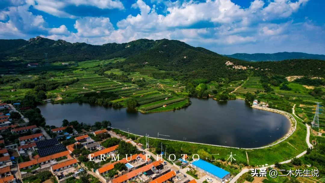 Aerial shot of Kongjiazhuang, the white sand beach of Rushan, where Mou ...