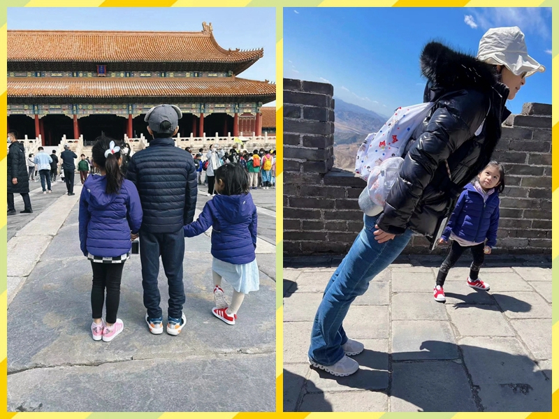 Huo Zhongxi's family visited the Ming city wall, Guo Jingjing took the ...