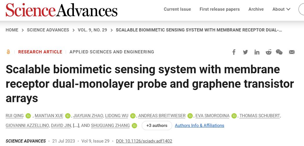 Scalable biomimetic sensing system based on membrane receptor double ...