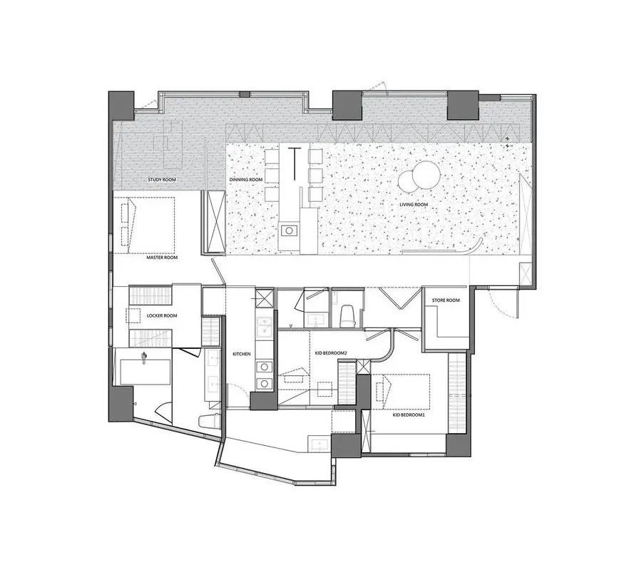 The living room has become a big "square", with a 139 square meter open ...