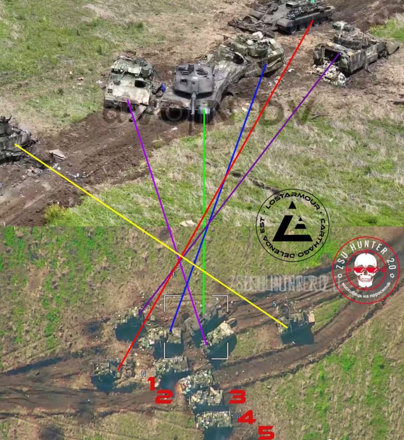 Ukrainian Army Taicai attacked in 4 days, lost 5 Leopard 2 and 10 M2, and the Leopard 2 turret ...