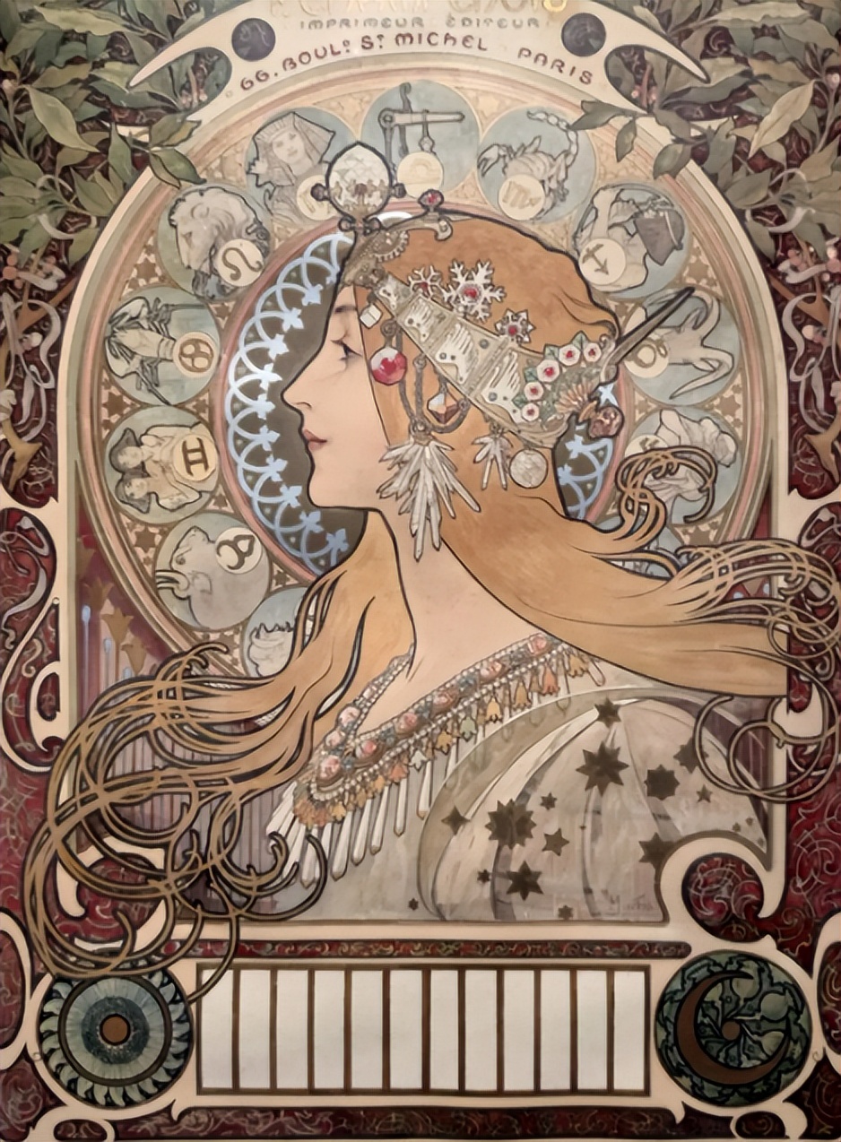 What is the expression of Mucha's painting style and artistic features ...