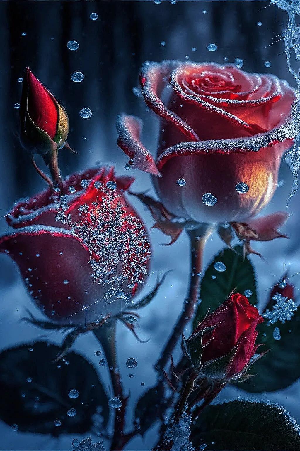 Beautiful pictures of frozen roses by the sea, this is too beautiful ...