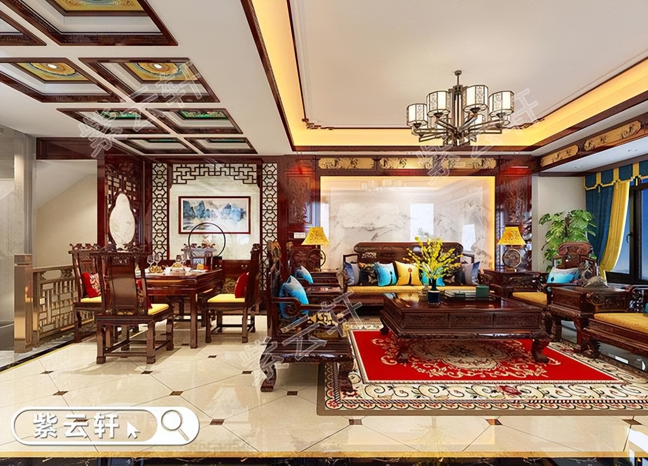 Simple, luxurious and elegant Chinese-style villa decoration continues ...