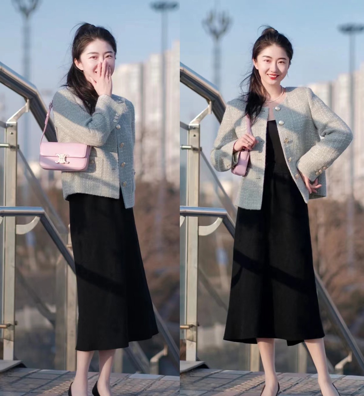 A collocation method is popular this spring! "Short top + skirt" looks ...