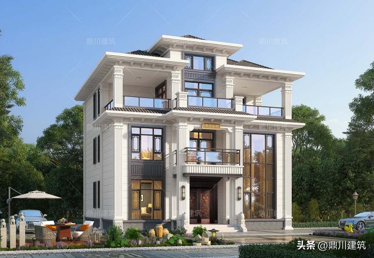 12 × 13 meters duplex villa, classic shape and appearance, build a set ...