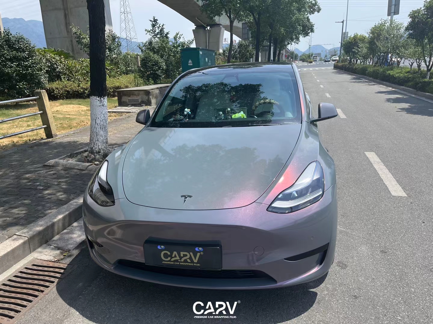 Tesla ModelY Kafu Color Change Film Platinum Star Gray Phantom, Fairy ...