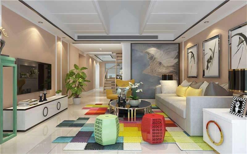 The 140-square-meter three-bedroom apartment is decorated in a modern ...