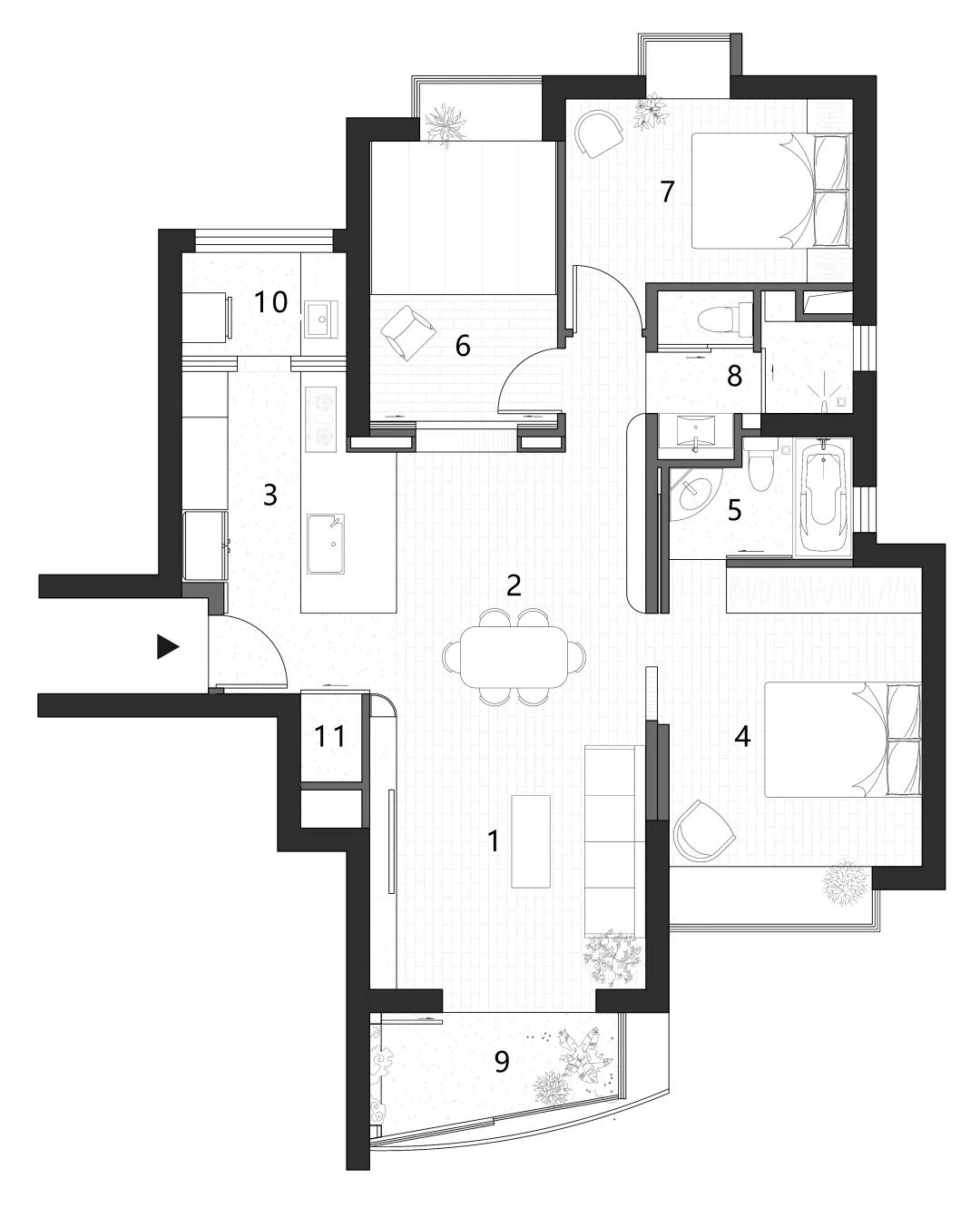 Install a "courtyard" in a 90-square-meter building, and see how a ...