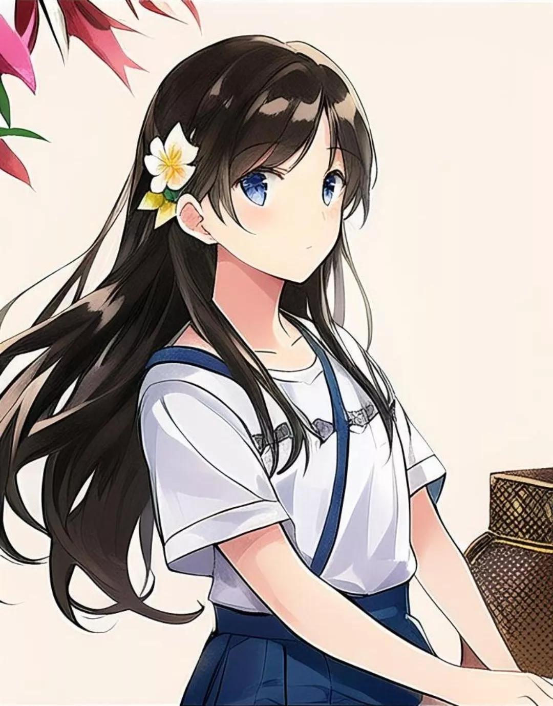 Pure cute girl head portrait, sweet little sister cartoon girl head ...