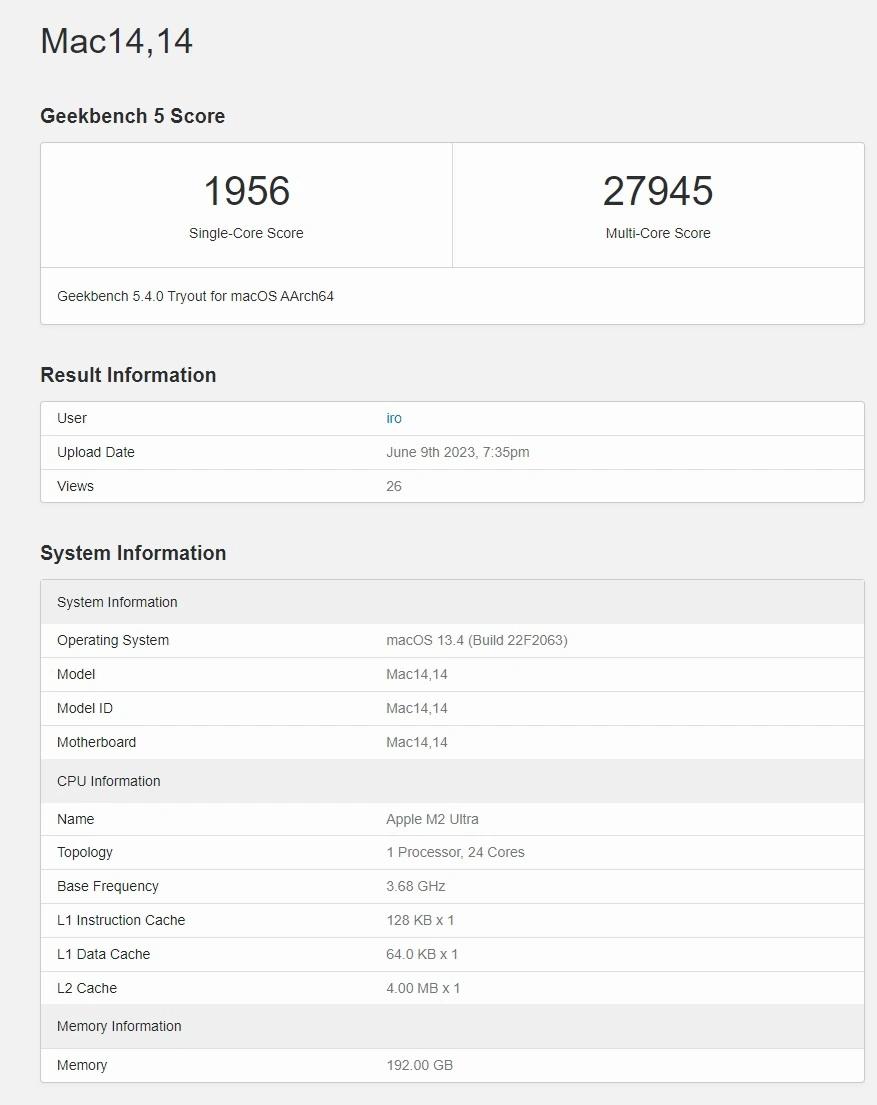 Apple M2 Ultra chip running score exposure: performance comparable to ...