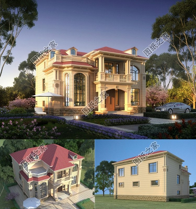 Classic European-style villa design, color matching is attractive and ...