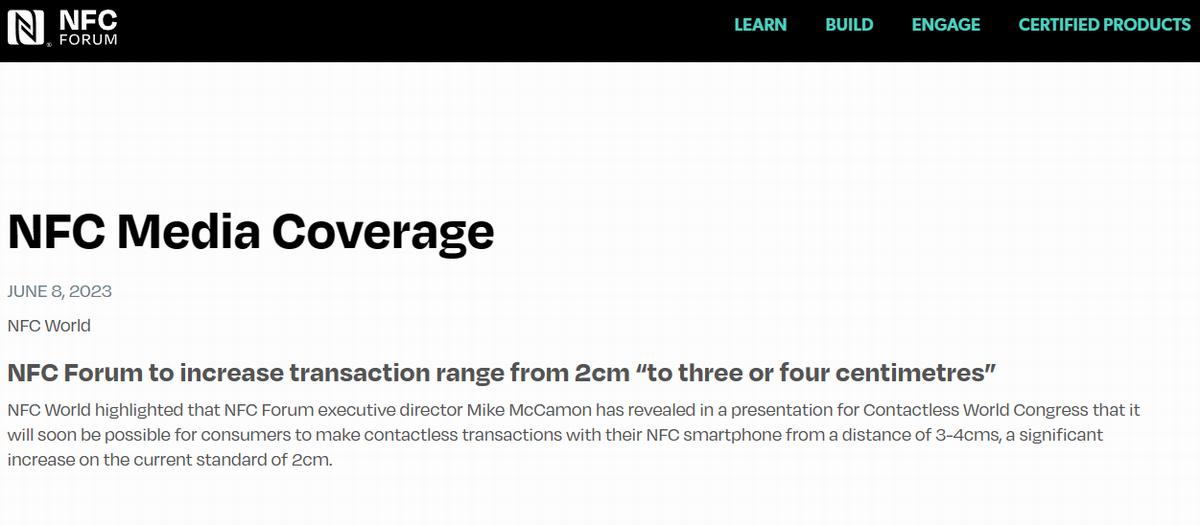 The future technology of the NFC Forum may usher in important ...