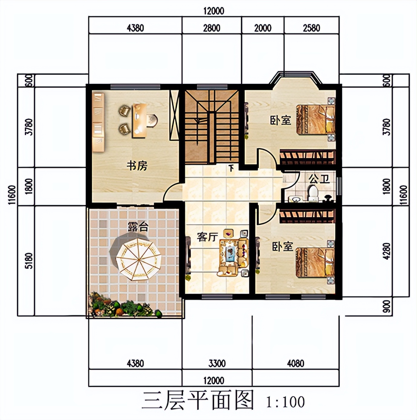 The three-story rural villa of 120-130 square meters is beautiful and ...