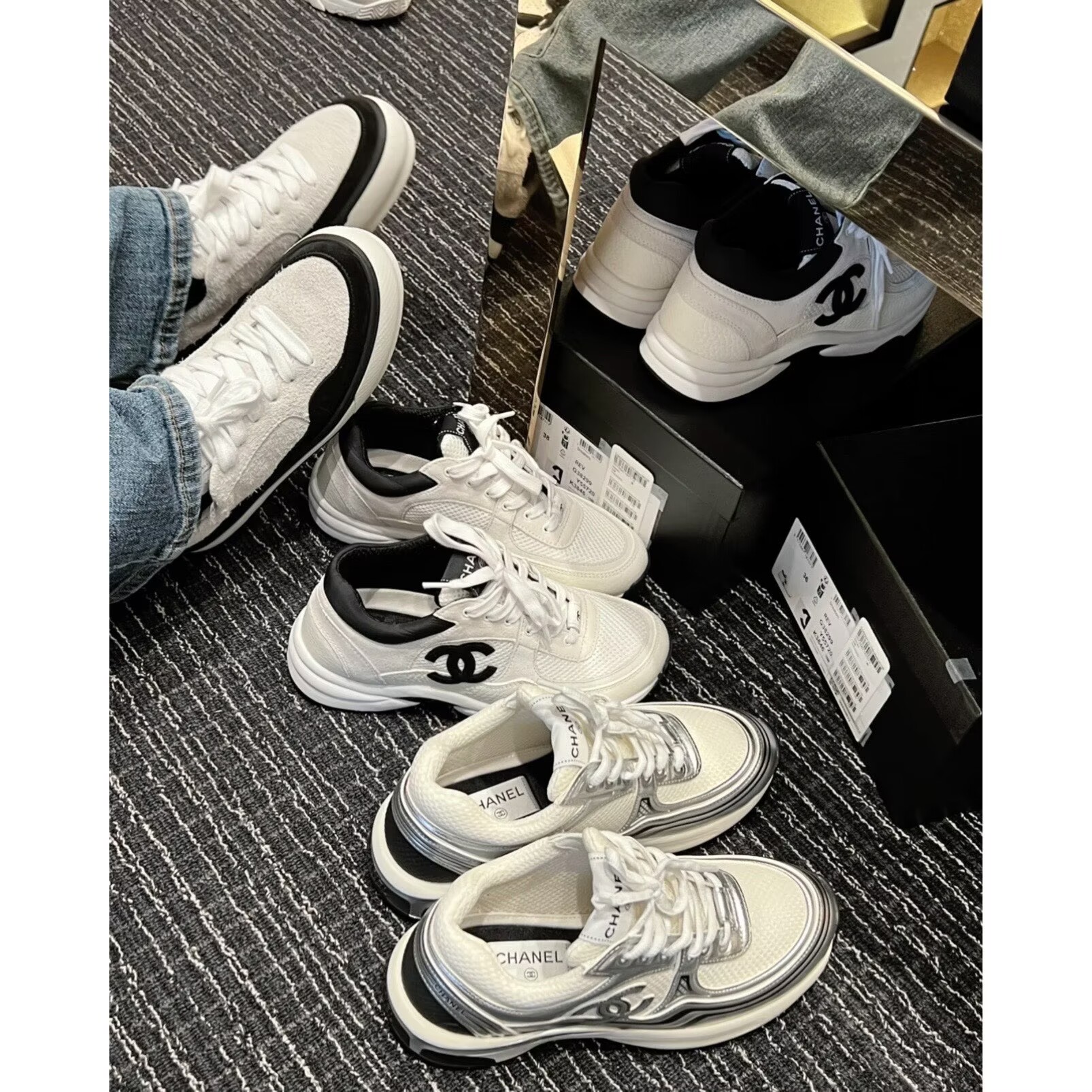 Chanel Chanel sneakers share panda and silver horn king extreme two ...