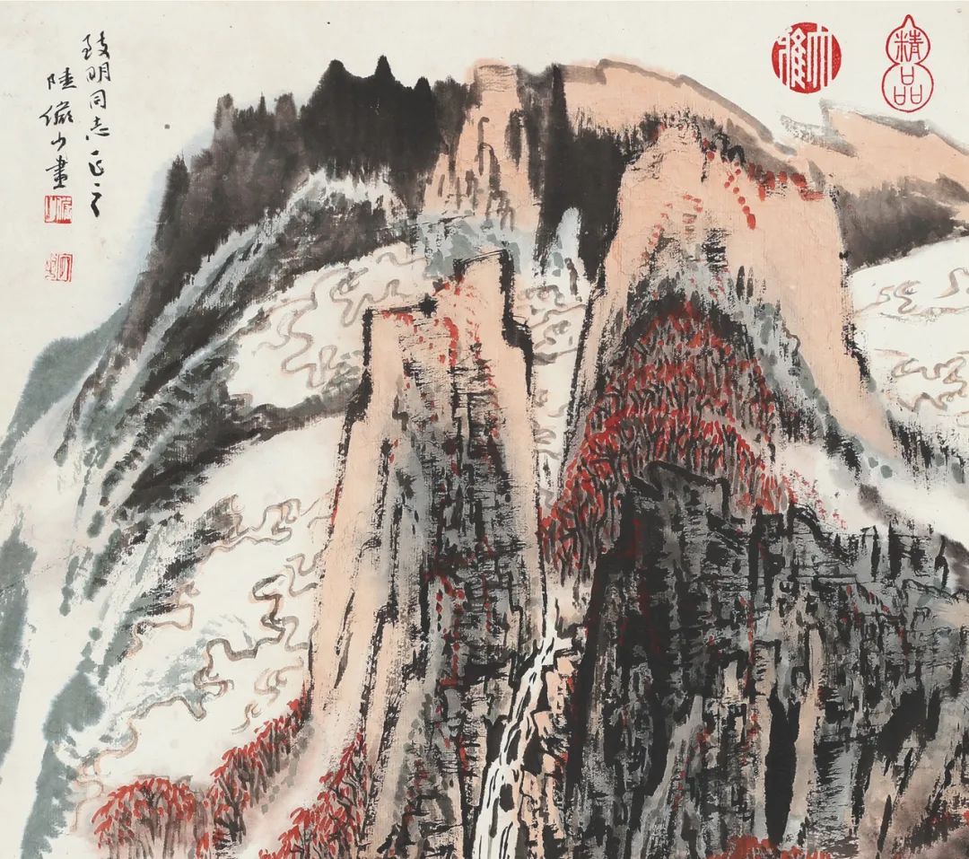 A piece of "Wanshan is red all over", showing that the two landscape ...