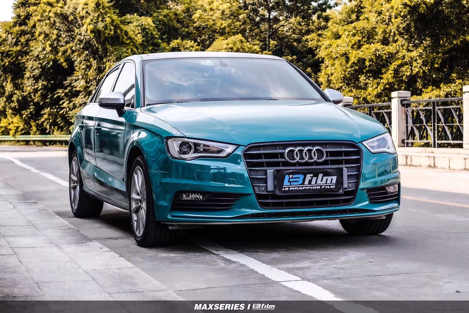 Audi A3-LB color change film original paint hell green, deep and dull ...