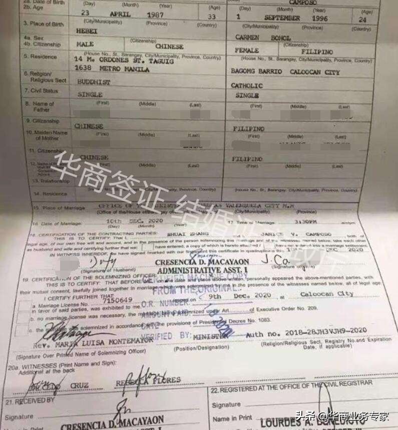 What is the role of a marriage certificate from the Philippine City ...