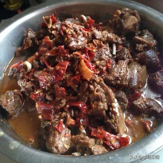 The recipe of dog meat with secret sauce and spices, the aroma of sauce ...