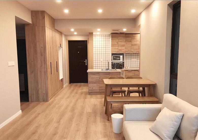 The new home of 67 square meters of logs, the small apartment is ...