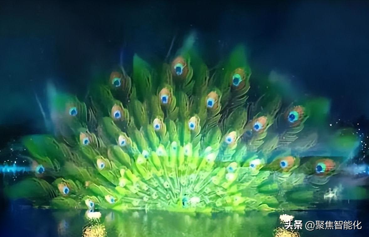 Water curtain projection light show - the landmark of the city - iMedia