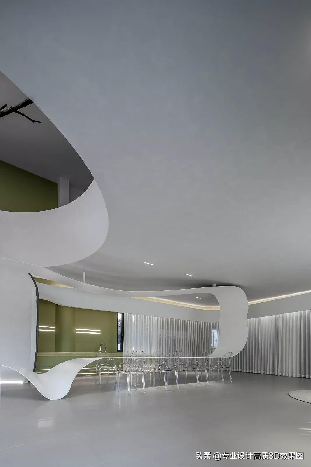 Rendering effect performance of the exhibition hall flow arc modeling ...