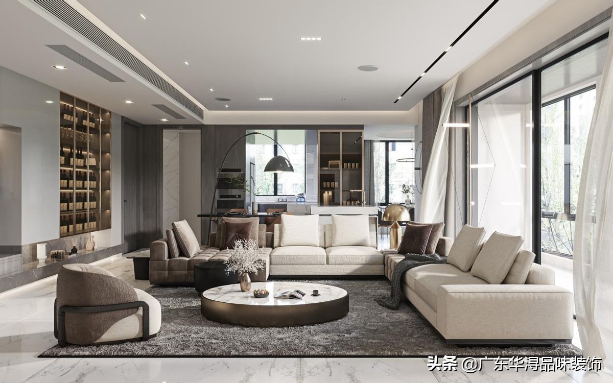 160 square meters modern style house, this living room is so cozy, I ...