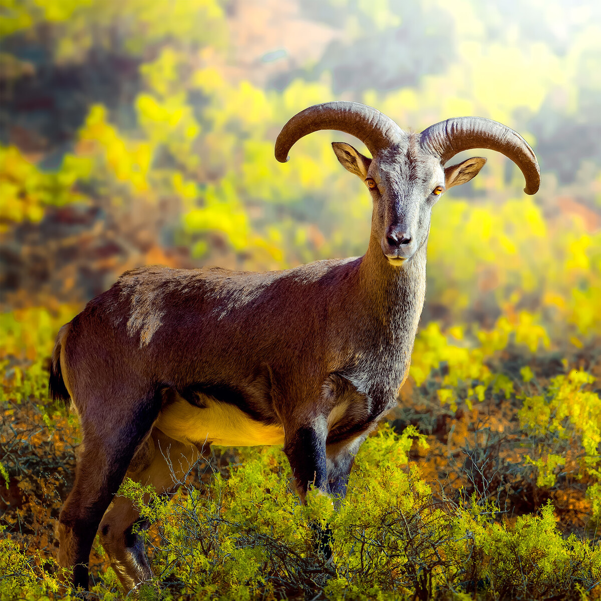 Xinjiang blue sheep, flying over eaves and walls, cannot be hunted or ...