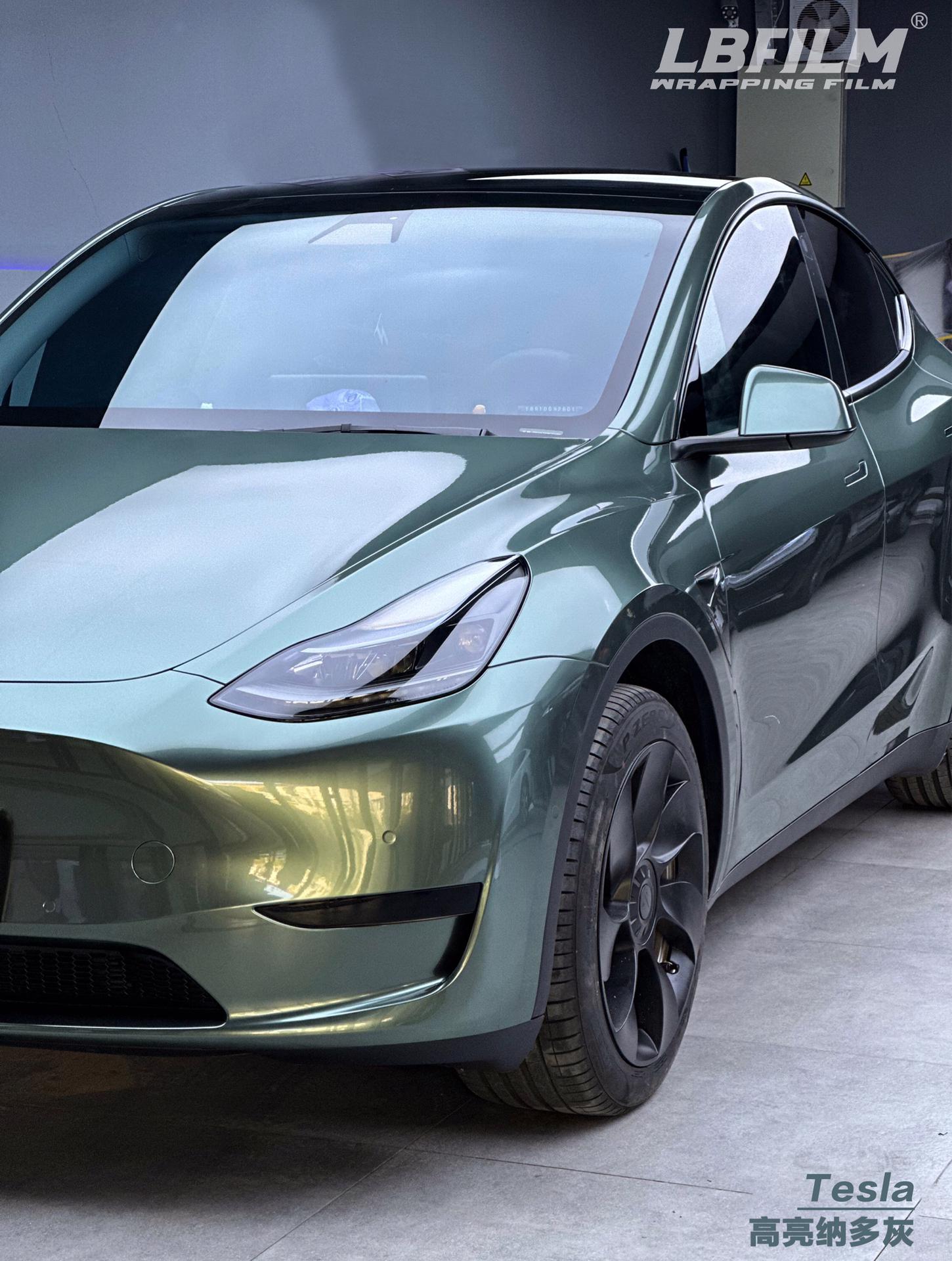 Tesla LBFILM color change film liquid metal cangling green, the flowing ...